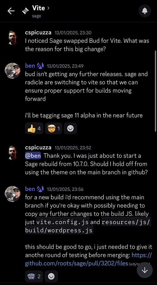 Is sage switching from Bud to Vite? - sage - Roots Discourse