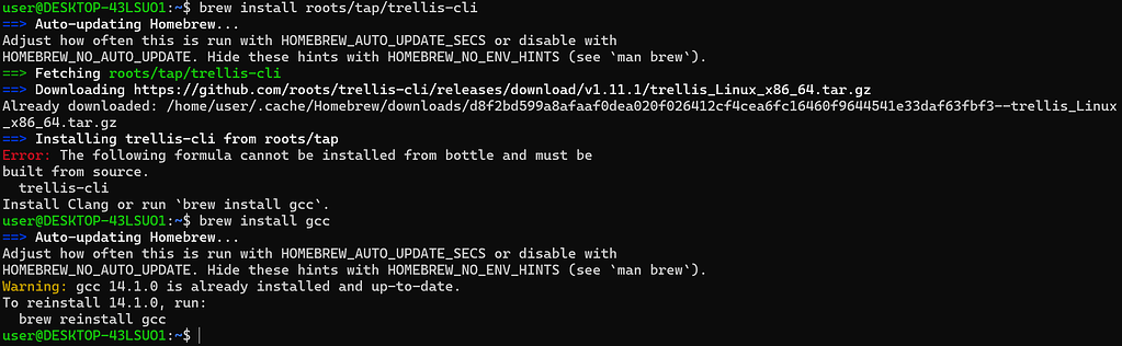 Installing Trellis In Wsl The Following Formula Cannot Be Installed From Bottle And Must Be 0799