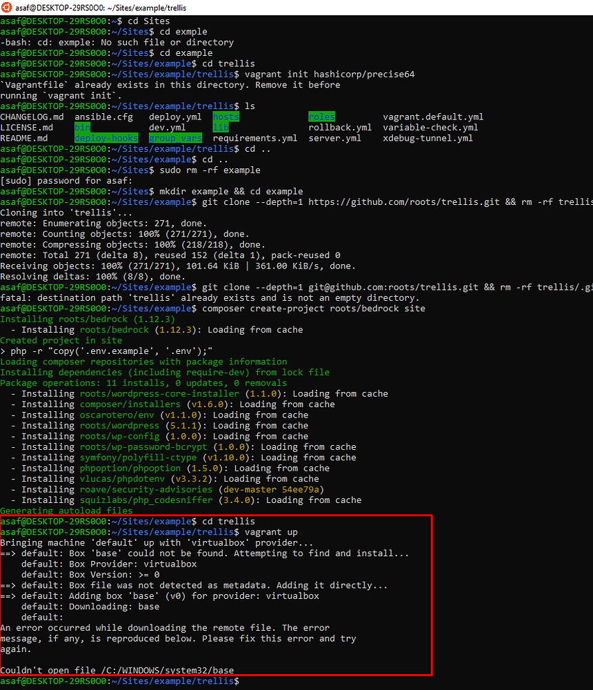 Vagrant Up Base Error Win10 Trellis Roots Discourse 
